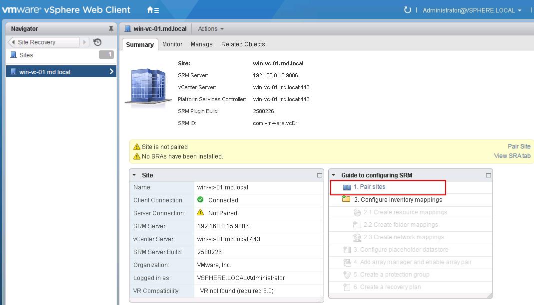 VMware Site Recovery Manager (SRM 6.0) Part 3 – Configuring SRM Site ... VMware Site Recovery Manager (SRM 6.0) Part 3 – Configuring SRM Site ...